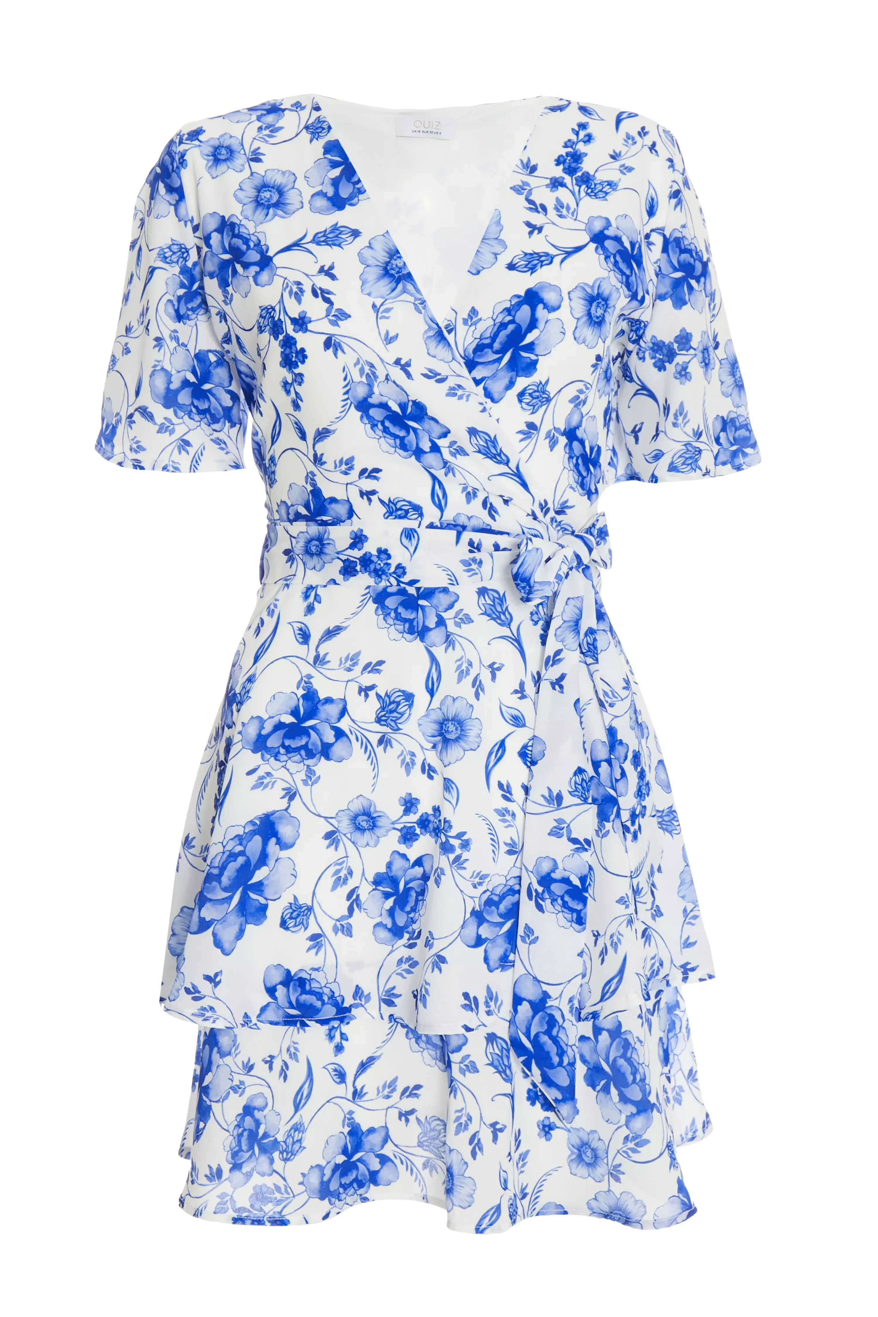 White Floral Wrap Mini Dress Quiz Clothing