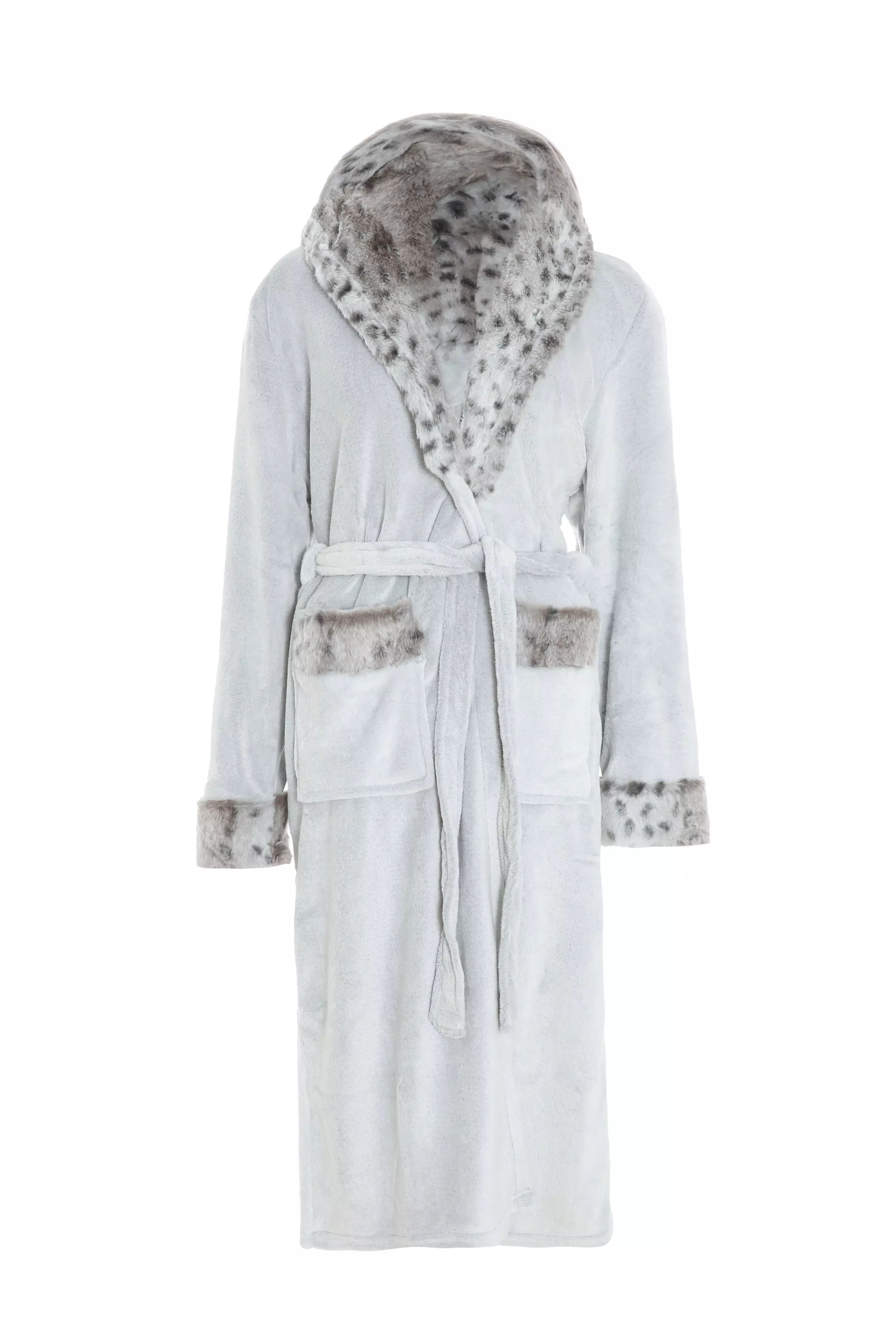 Grey Faux Fur Lined Robe Quiz Clothing