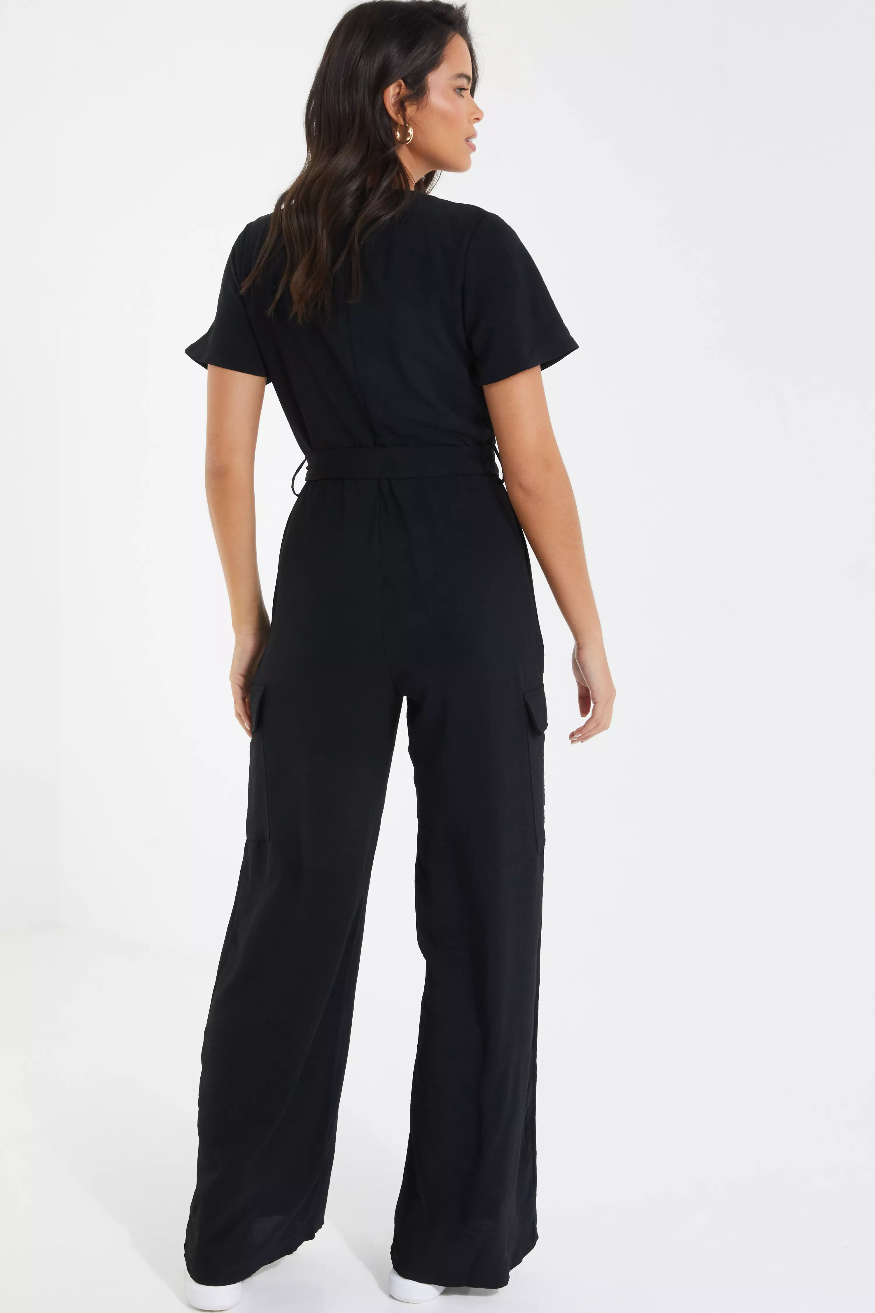 Black Wrap Palazzo Jumpsuit Quiz Clothing