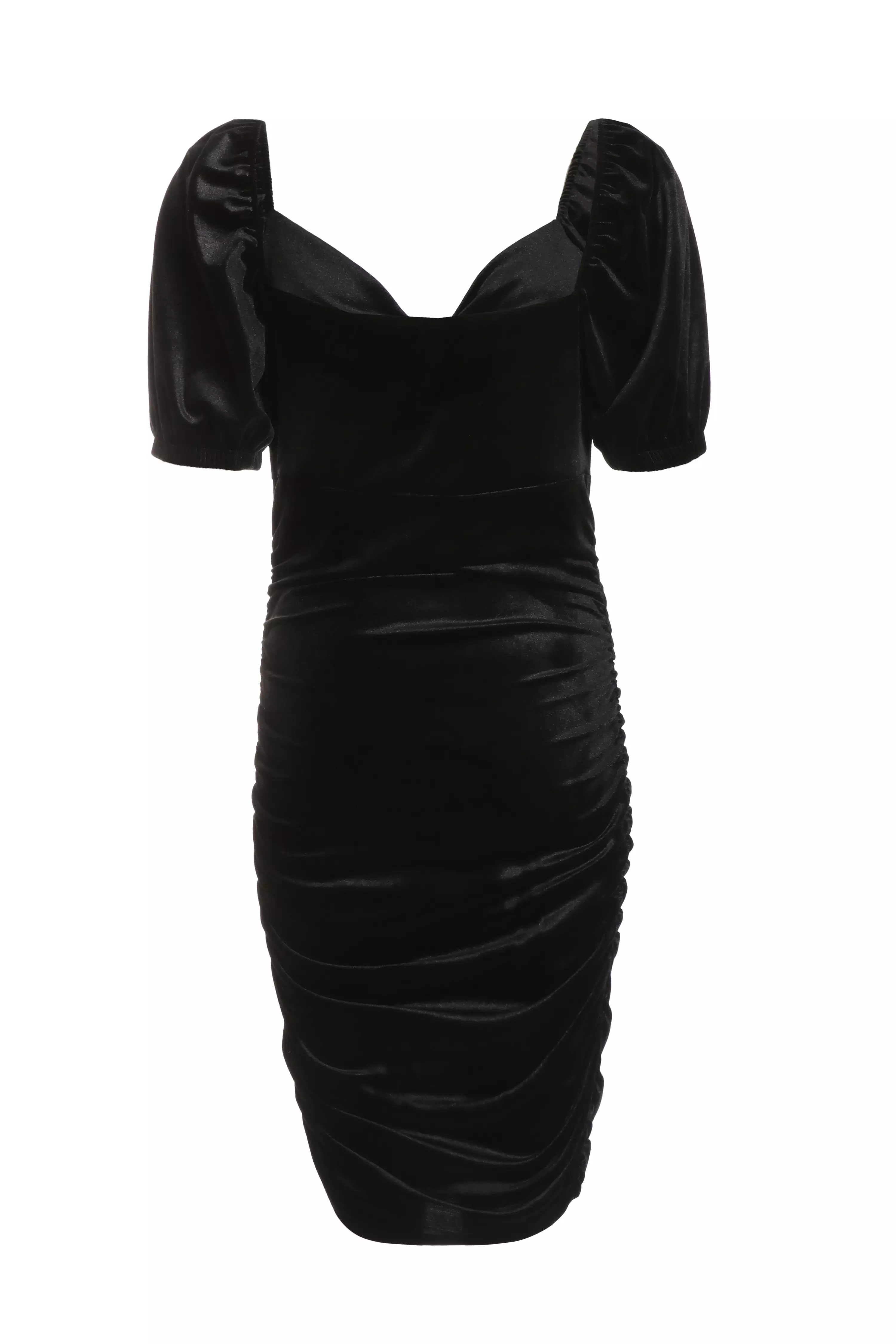 Black Velvet Puff Sleeve Mini Dress Quiz Clothing