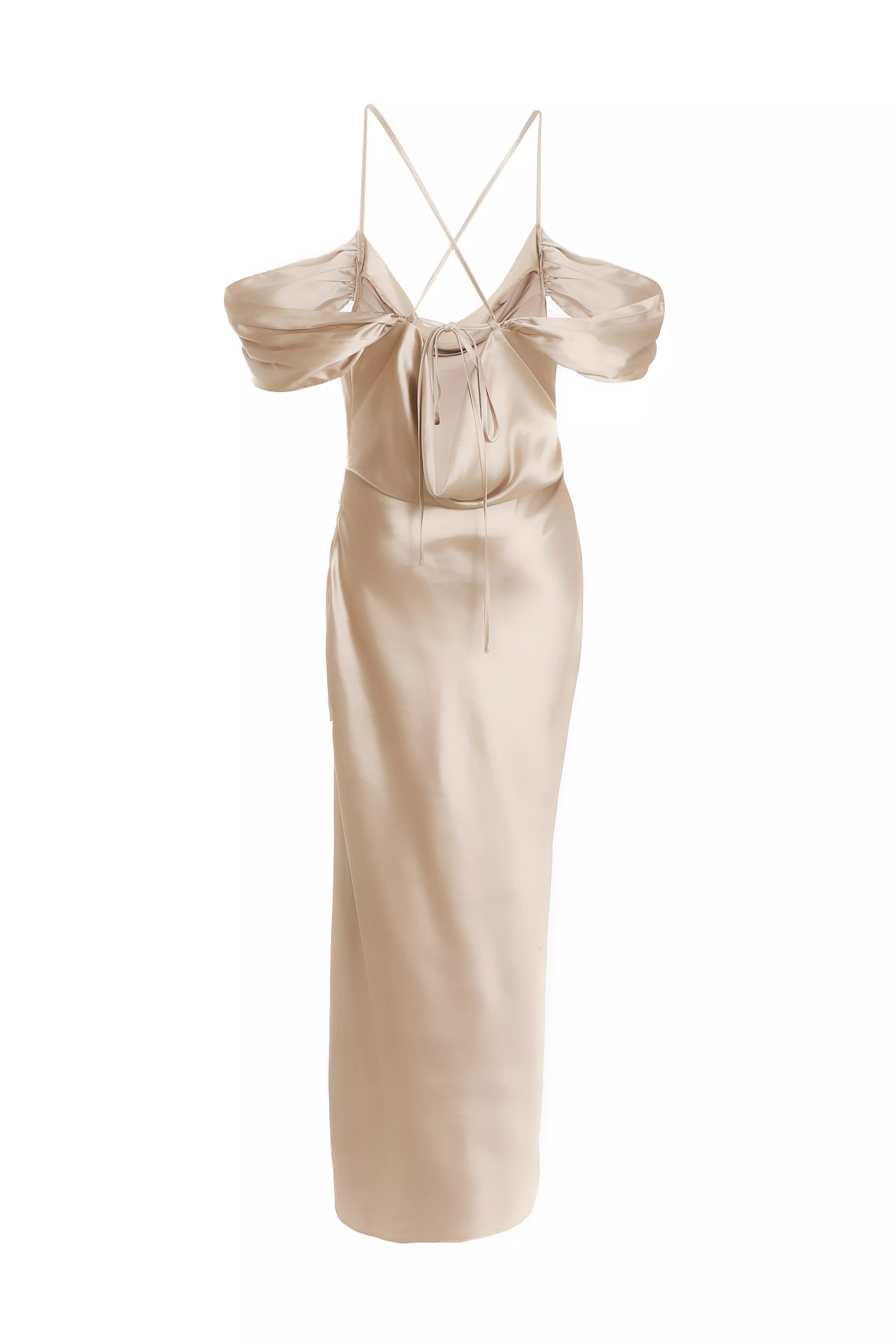 Champagne Satin Maxi Dress Quiz Clothing