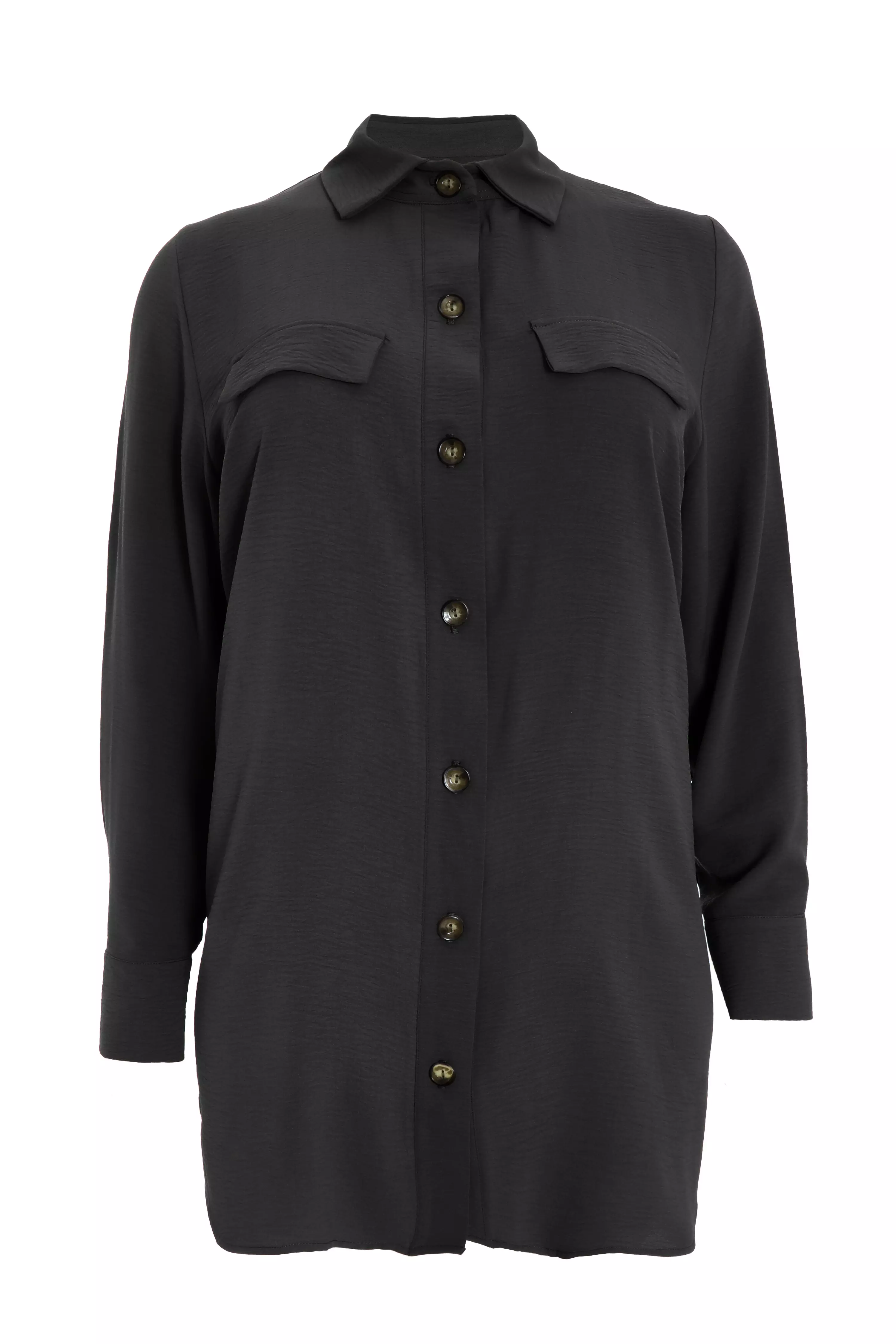 Curve Black Utility Style Shirt - QUIZ Clothing